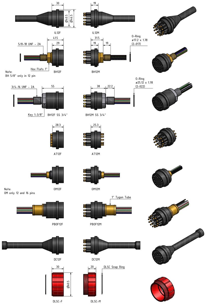 SubConn Circular - 12, 16 and 25 contacts - Ocean Innovations