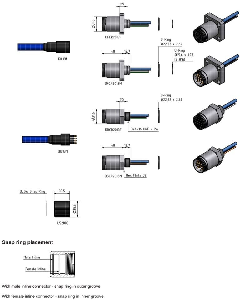 SubConn Ethernet Metal Shell 2000 - 13 contacts - Ocean Innovations