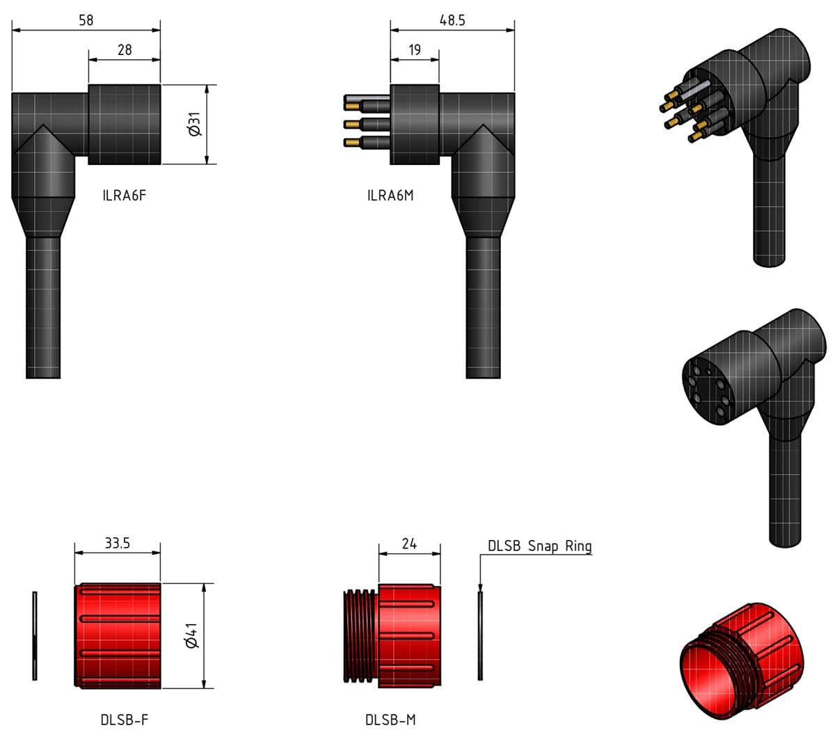 SubConn Circular Right Angle - 6, 8 and 10 contacts - Ocean Innovations