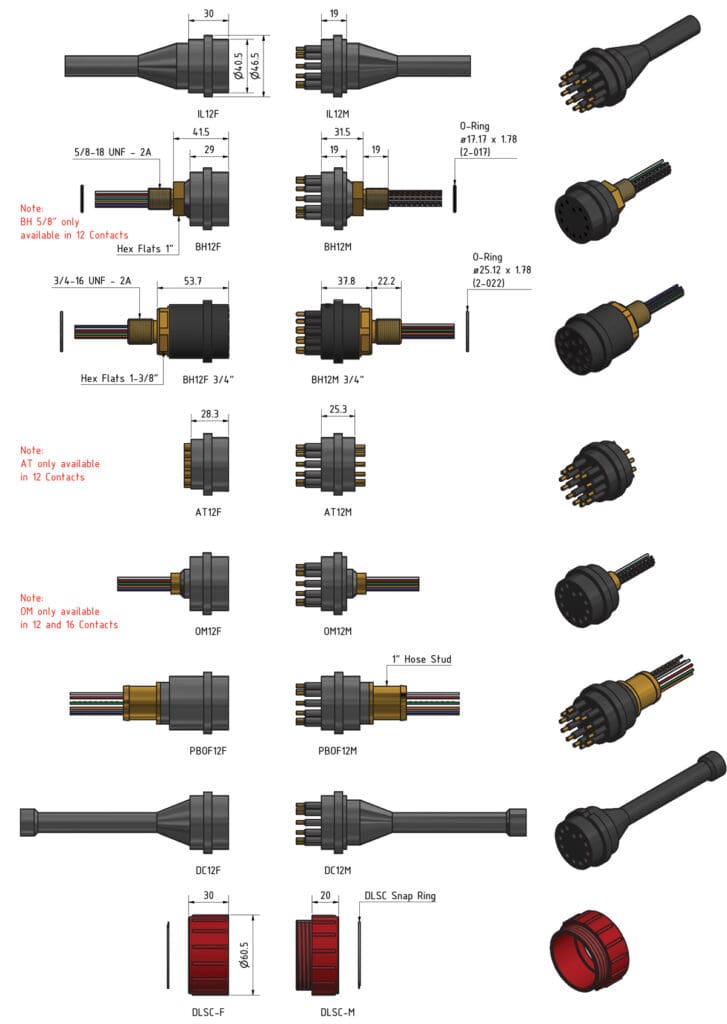 SubConn Circular - 12, 16 and 25 contacts - Ocean Innovations