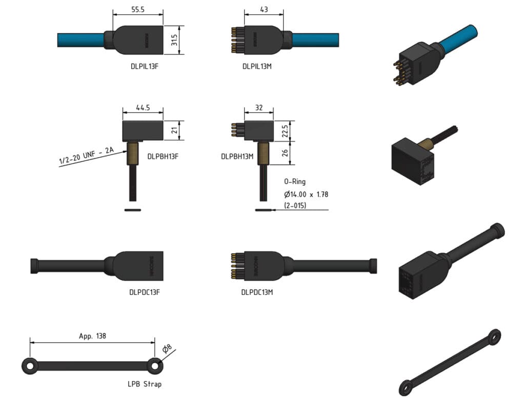SubConn Power Ethernet Low Profile - 13 contacts - Ocean Innovations
