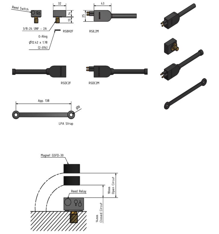 SubConn Low Profile Reed Switch - 2 contacts - Ocean Innovations